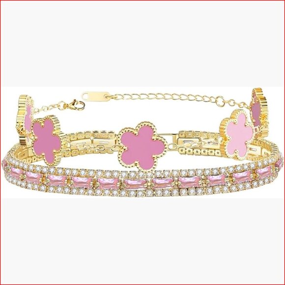 Jewelry | 18k Gold Plated Stackable Tennis Bracelet Set Cubic Zirconia ...